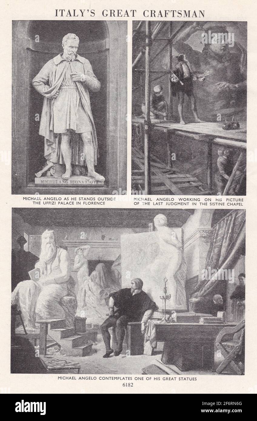 Vintage illustrations of Michael Angelo's work Stock Photo - Alamy