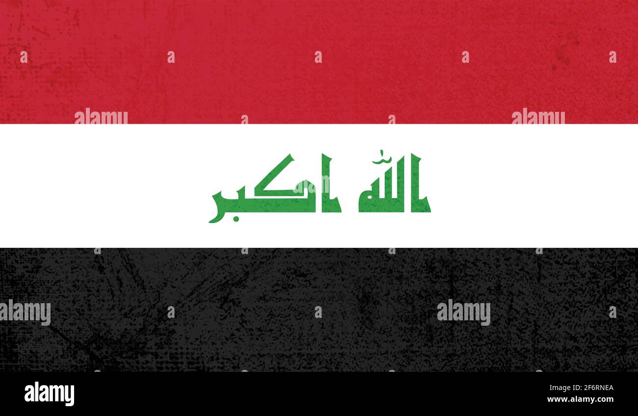 Iraq flag with waving grunge texture. Vector background Stock Vector ...
