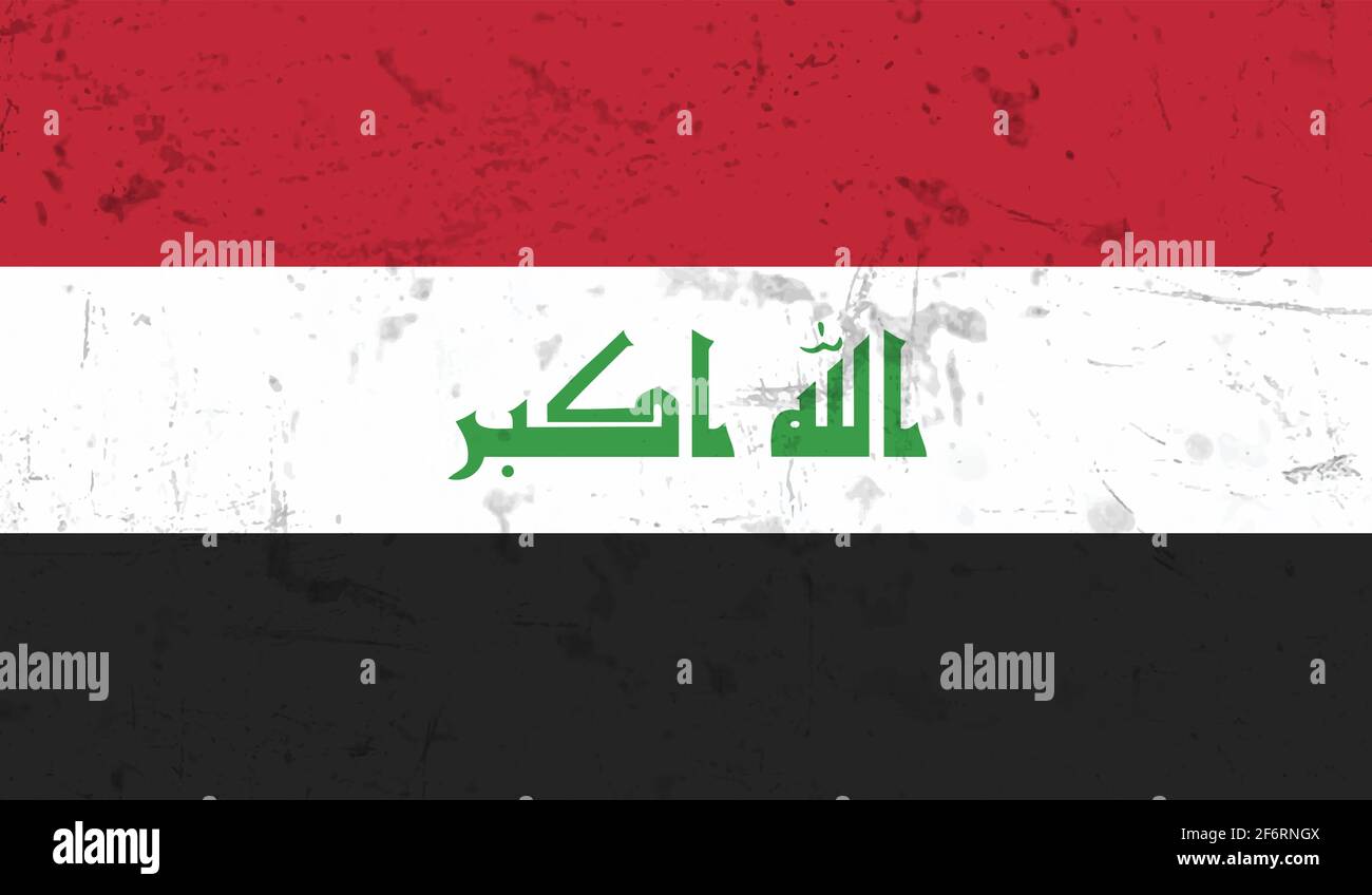 Iraq flag with waving grunge texture. Vector background Stock Vector ...