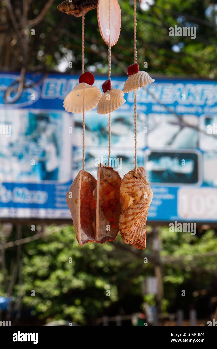 Bangkok, Thailand - July 16, 2016: A wind-chime made from shells Stock ...