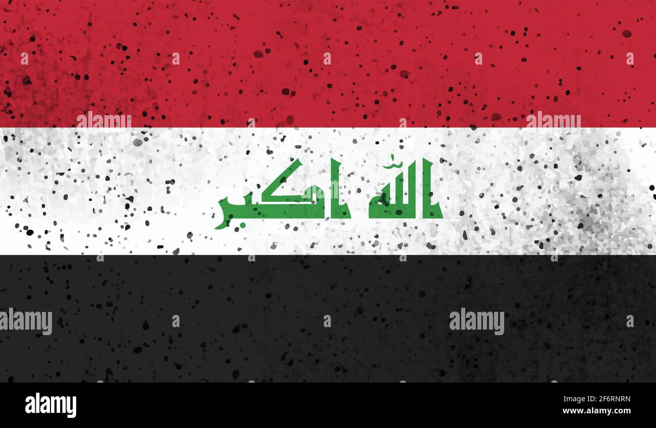 Iraq flag with waving grunge texture. Vector background Stock Vector ...