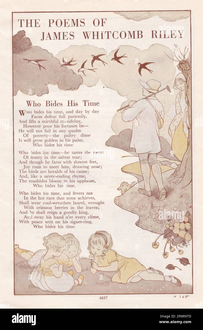 Vintage illustrated poems of James Whitcombe Riley - Who Bides His Time ...