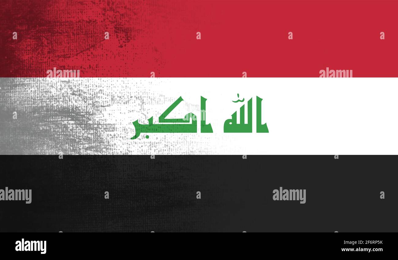Iraq flag with waving grunge texture. Vector background Stock Vector ...