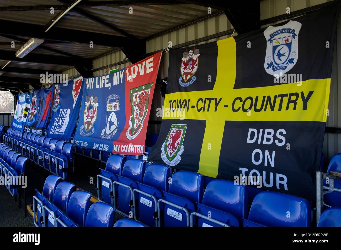 Penybont flags at Bryntirion Park. Penybont v Haverfordwest County at ...