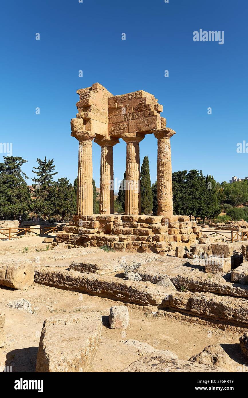 The temple of Castor and Pollux, Dioscuri brothers. It has only four ...