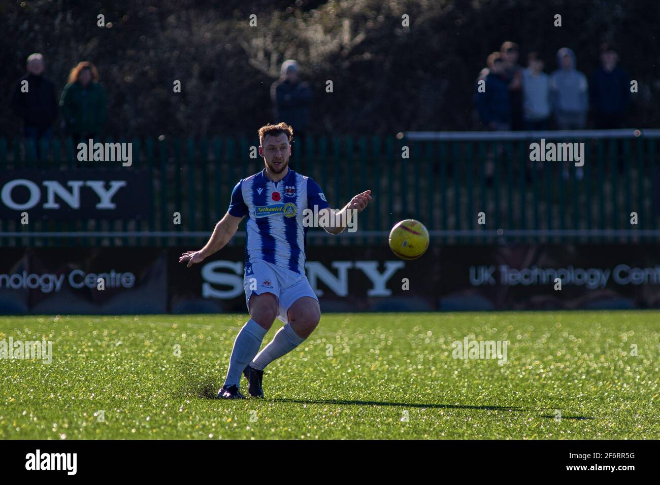 Daniel Jefferies of Penybont in action Penybont v Haverfordwest County ...