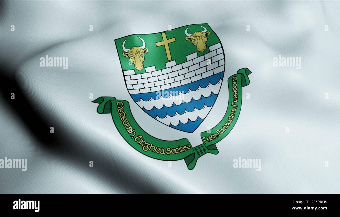 3D Illustration of a waving Ireland city flag of Tipperary Stock Photo ...