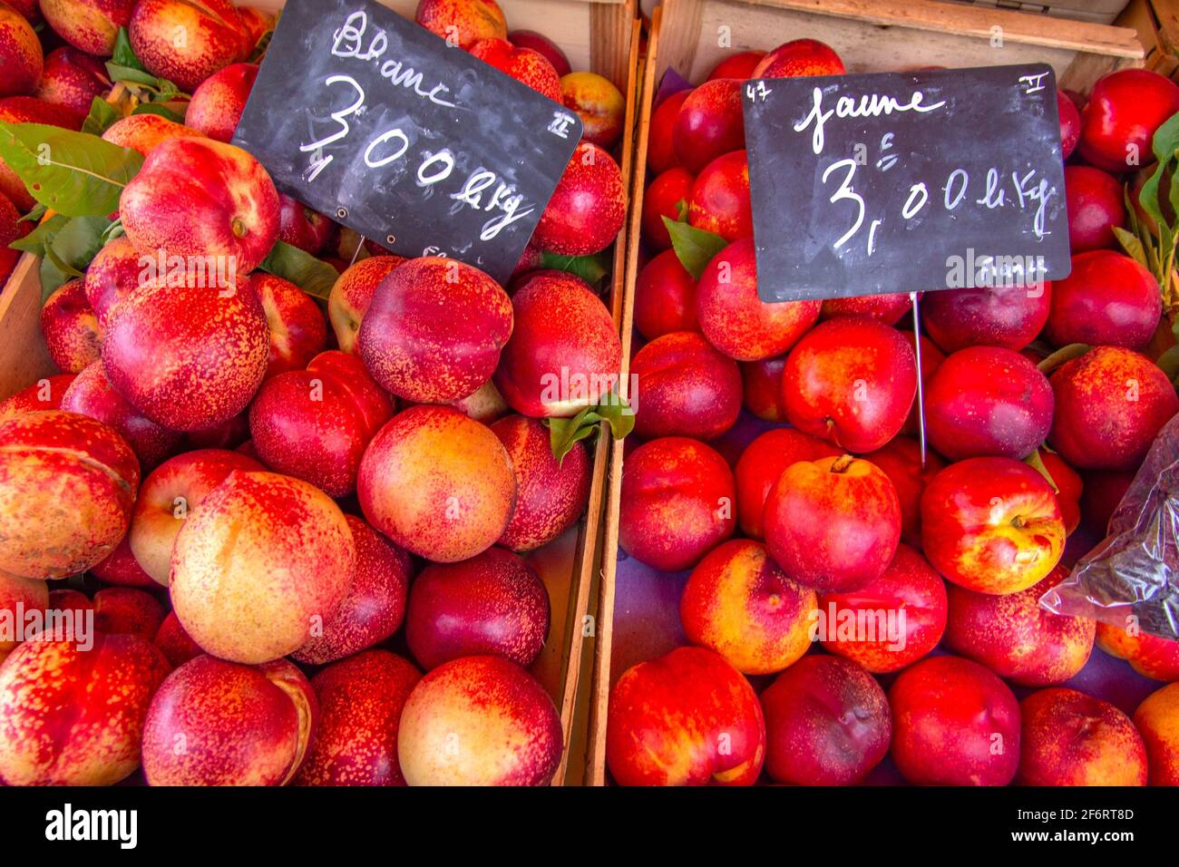 France, Fruits, Brugnons. Le brugnon est le fruit du brugnonier (Prunus ...