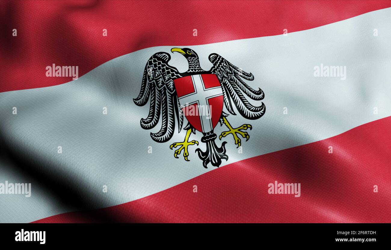 3D Illustration of a waving Austria city flag of Vienna Stock Photo - Alamy