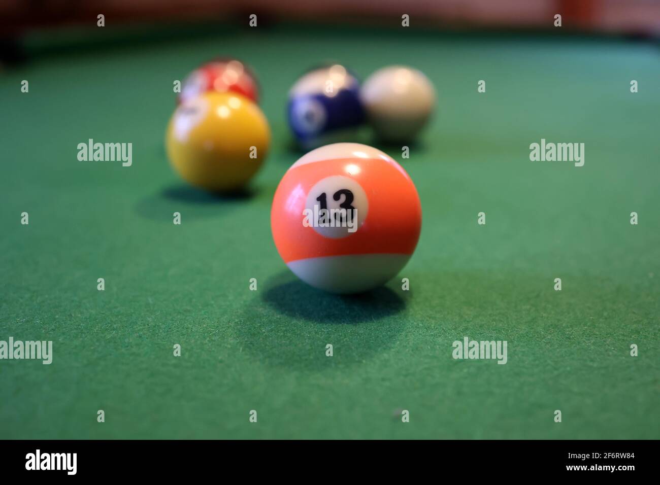 Four billiard balls on a billiard table hi-res stock photography and ...