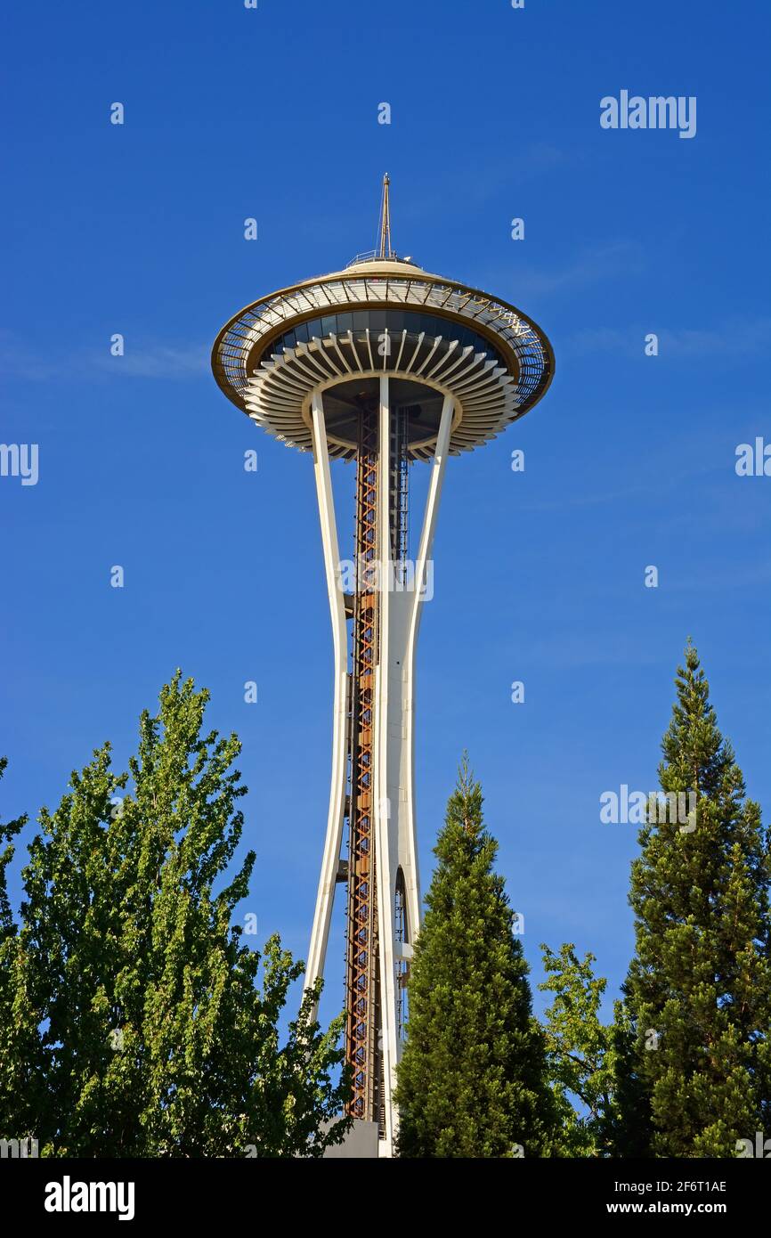 Famous Space Needle, observation tower in Seattle Washington Stock ...