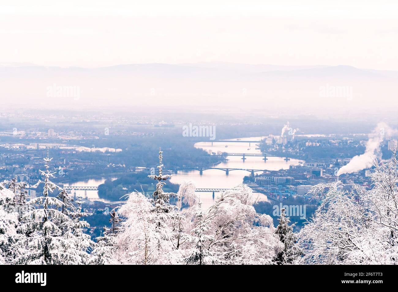 The four bridges over the Rhine between Mainz and Wiesbaden, a ...