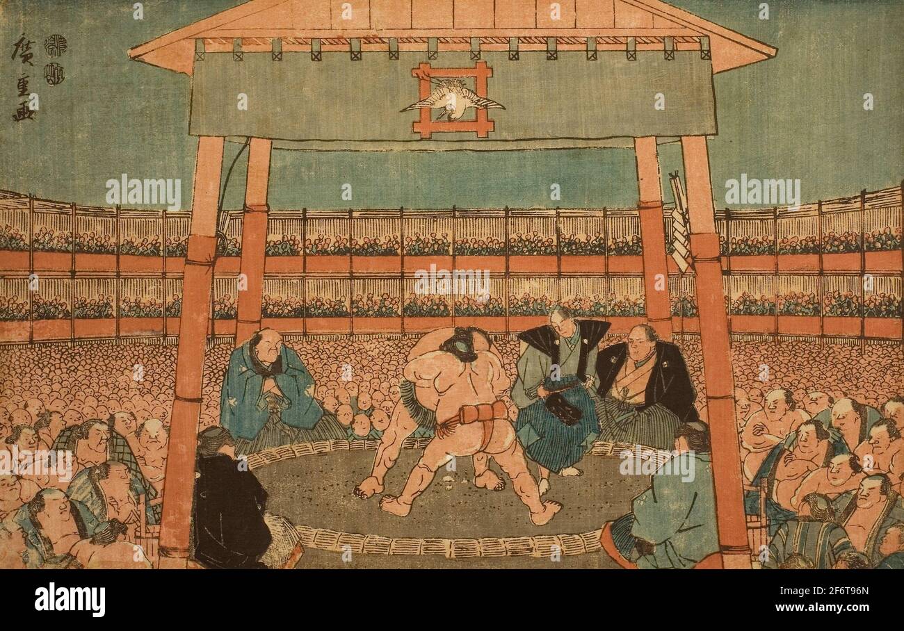 Author: Utagawa Hiroshige. Sumo Match in the Precints of the Ekoin ...