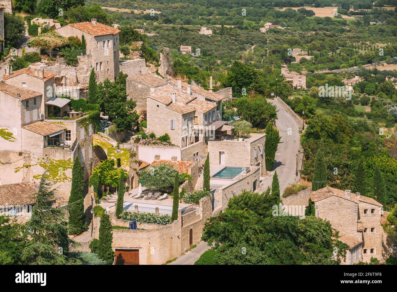 Gordes, Provence, France. Beautiful Scenic View Of Medieval Hilltop ...