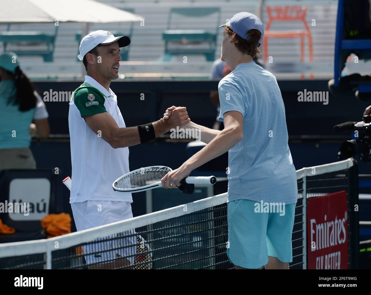 Miami Gardens, FL, USA. 02nd Apr, 2021. Jannik Sinner Vs Roberto ...