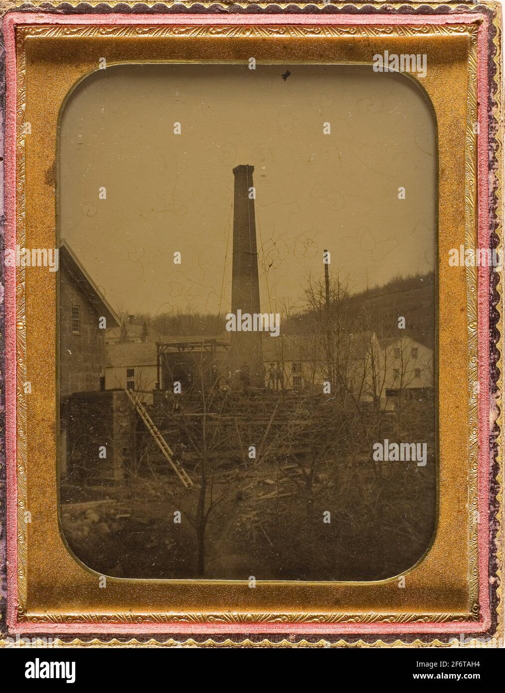 Author: Unknown. Factory Building with Chimney Construction - 19th ...