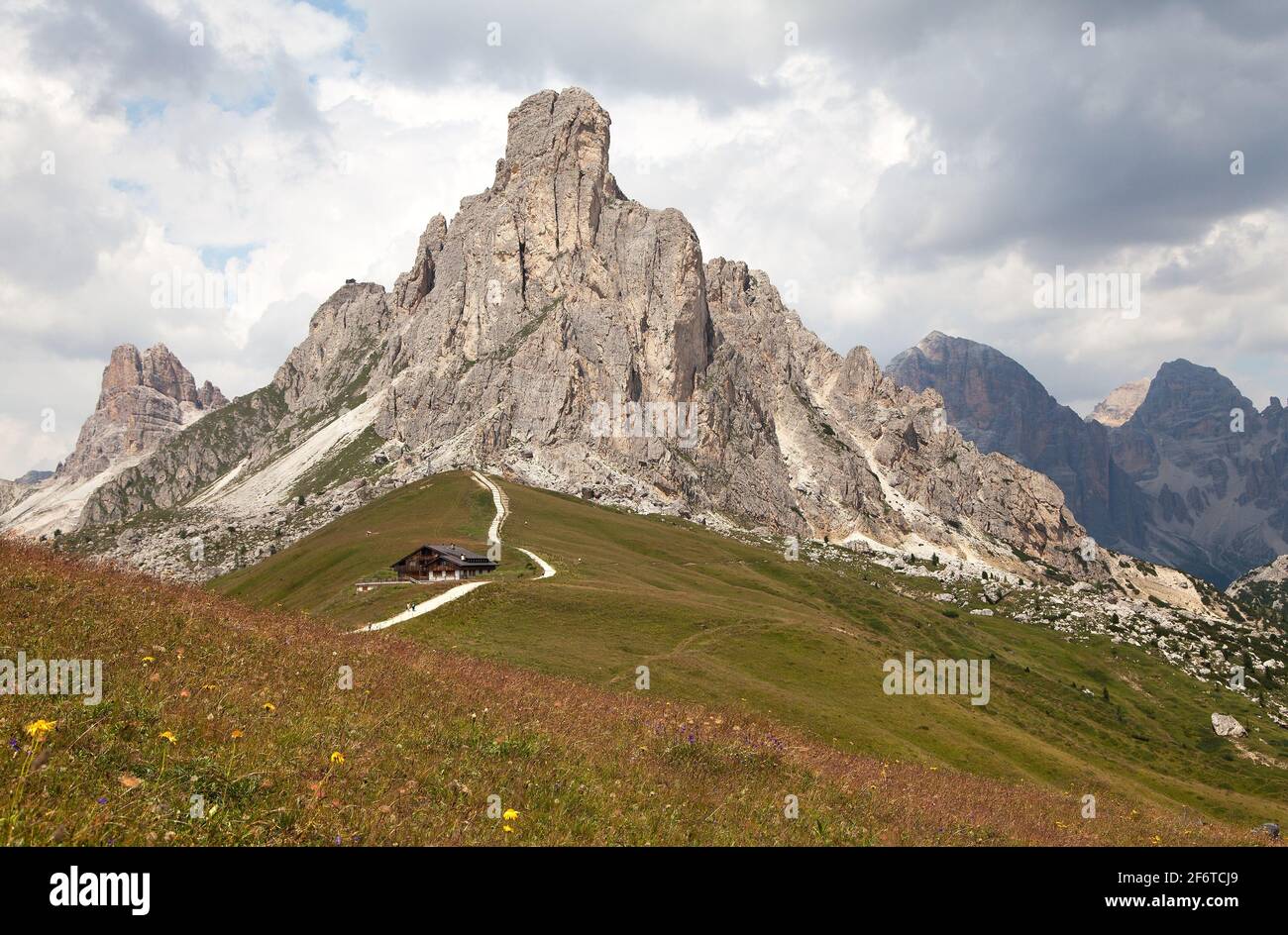 Passo Giau and mount Ra Gusela, one of beautiful mountains in Italian ...