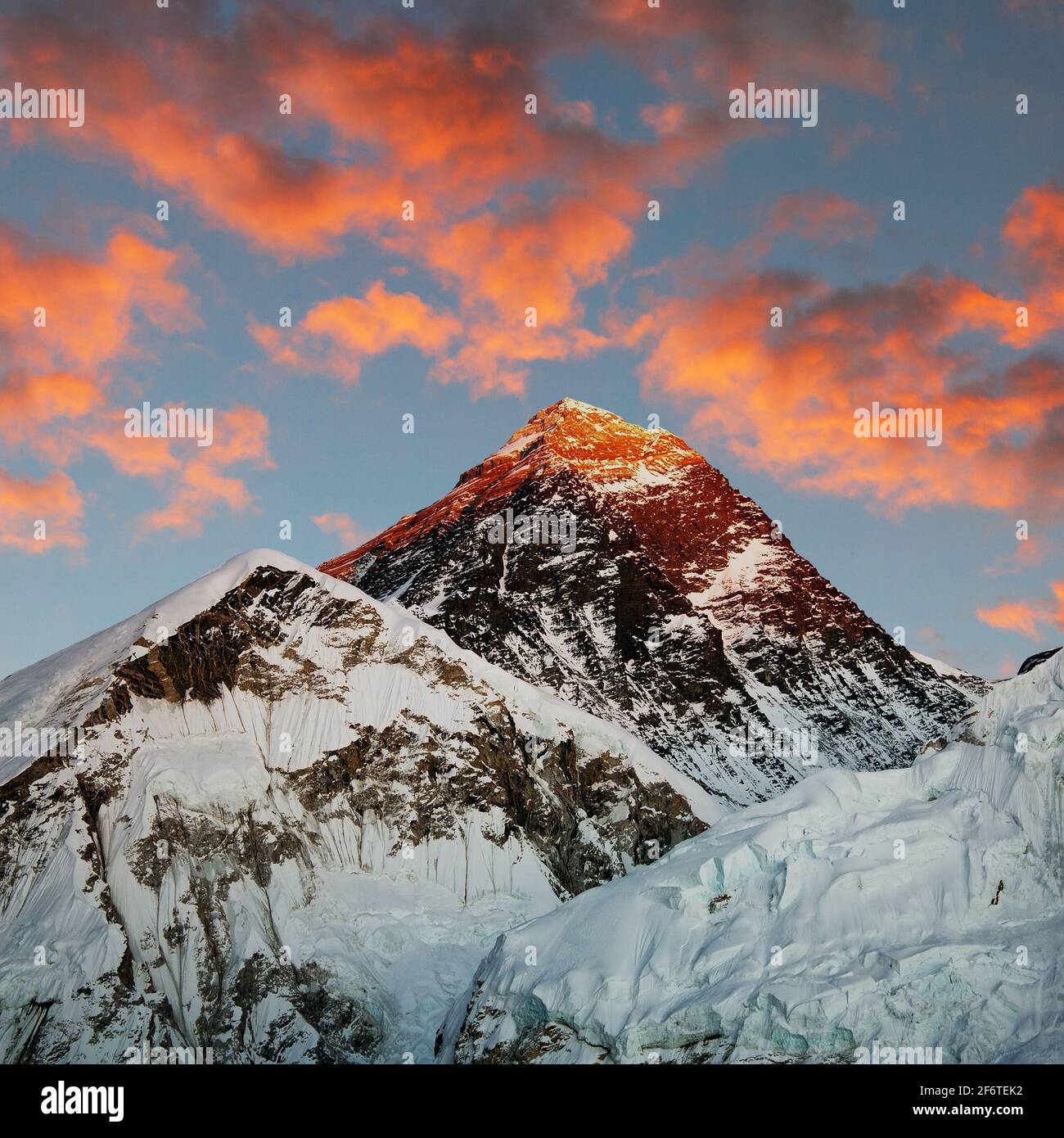 Evening colored view of Everest from Kala Patthar - Nepal Stock Photo ...