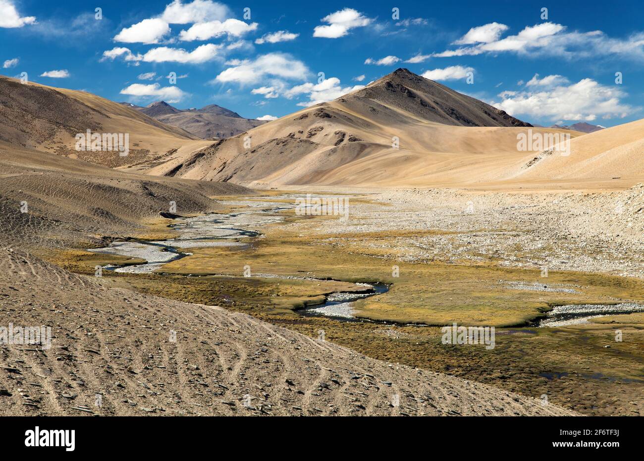 Beautiful landscape in Rupshu valley near Moriri lake and lake Kar ...