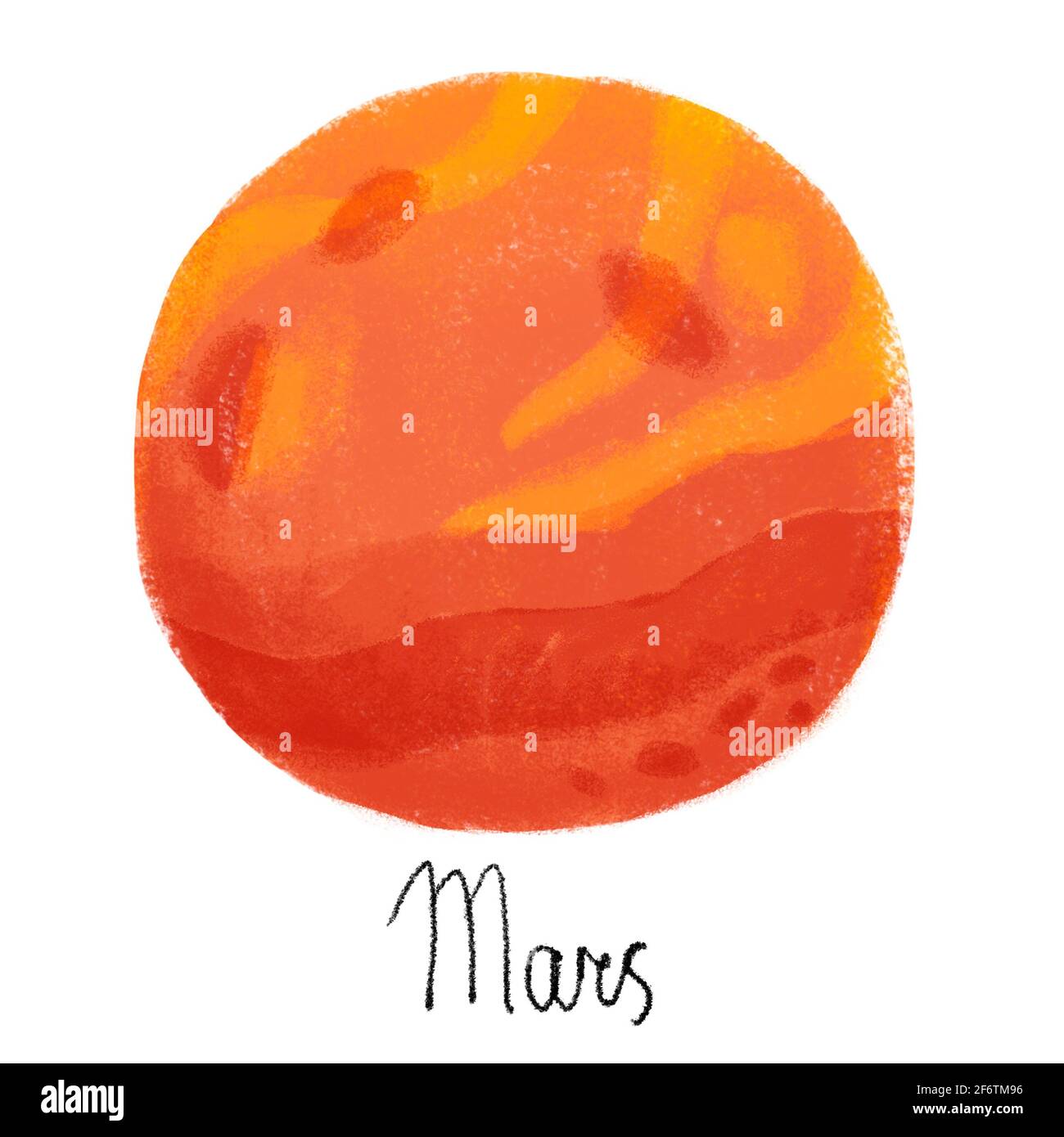 Cute bright colorful Mars planet. Isolated on white background Stock ...