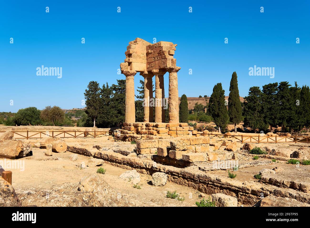 The temple of Castor and Pollux, Dioscuri brothers. It has only four ...