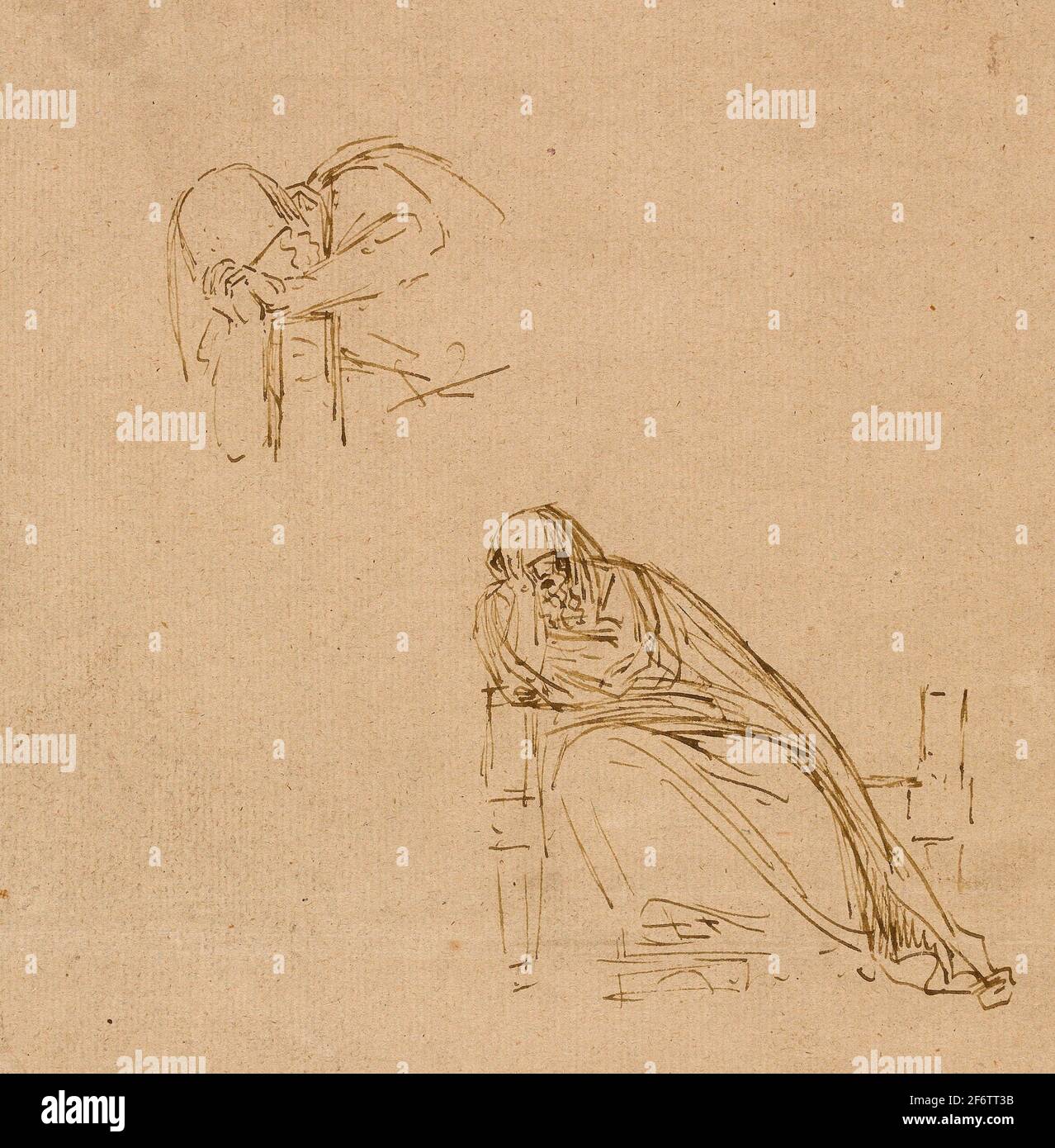 Benjamin West. Two Sketches of a Weeping Woman-Benjamin West American ...