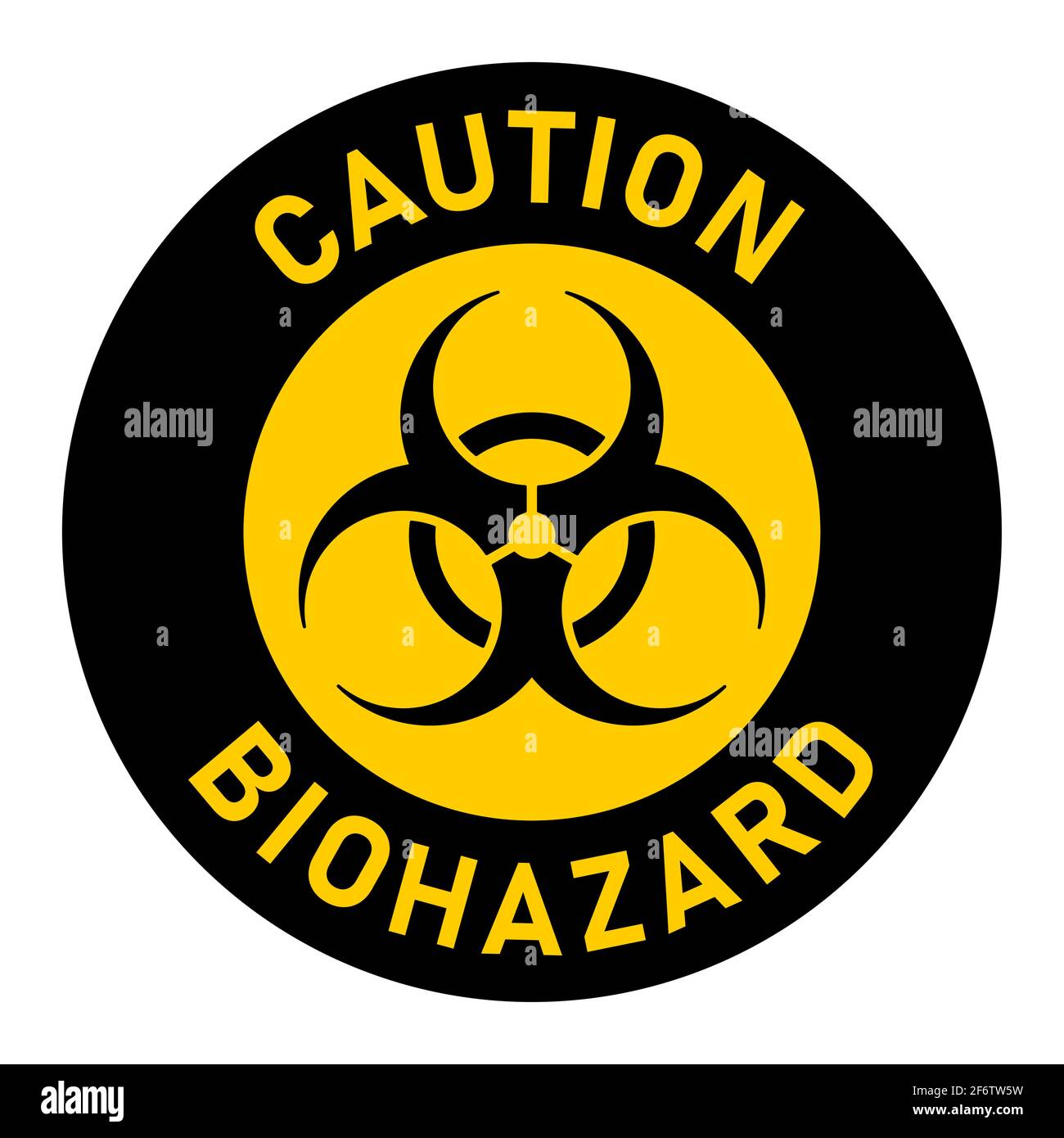Caution Biohazard or Biological Hazard or Quarantine Round Adhesive or ...