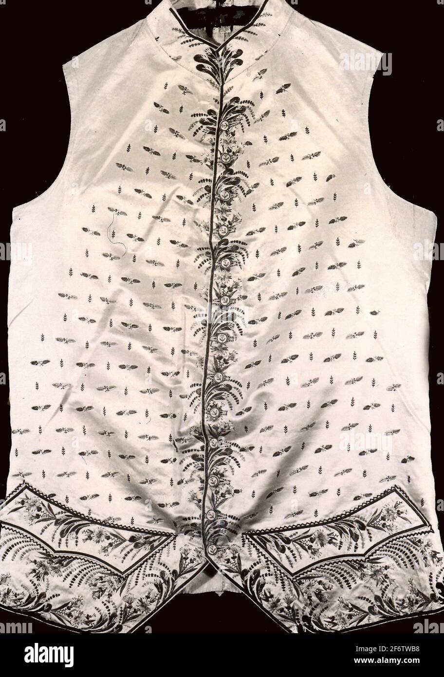 Waistcoat 1775 1800 France Silk Satin Weave Embroidered With Silk