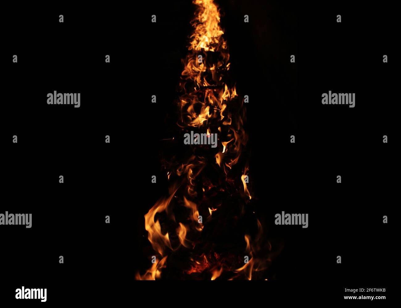 Burning flame on black. Fire line on black background. Abstarct burning ...