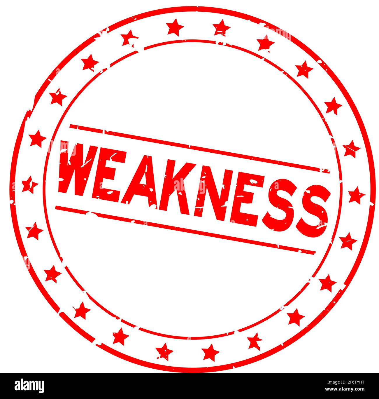 Grunge red weakness word with star icon round rubber seal stamp on white background Stock Vector ...