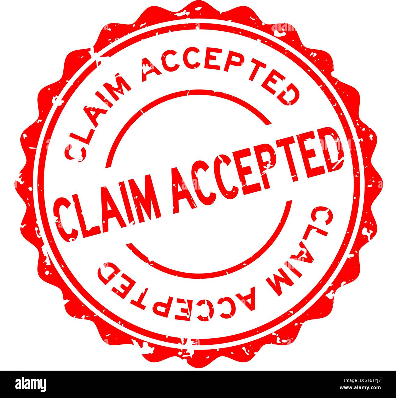 Grunge red claim accepted word round rubber seal stamp on white ...