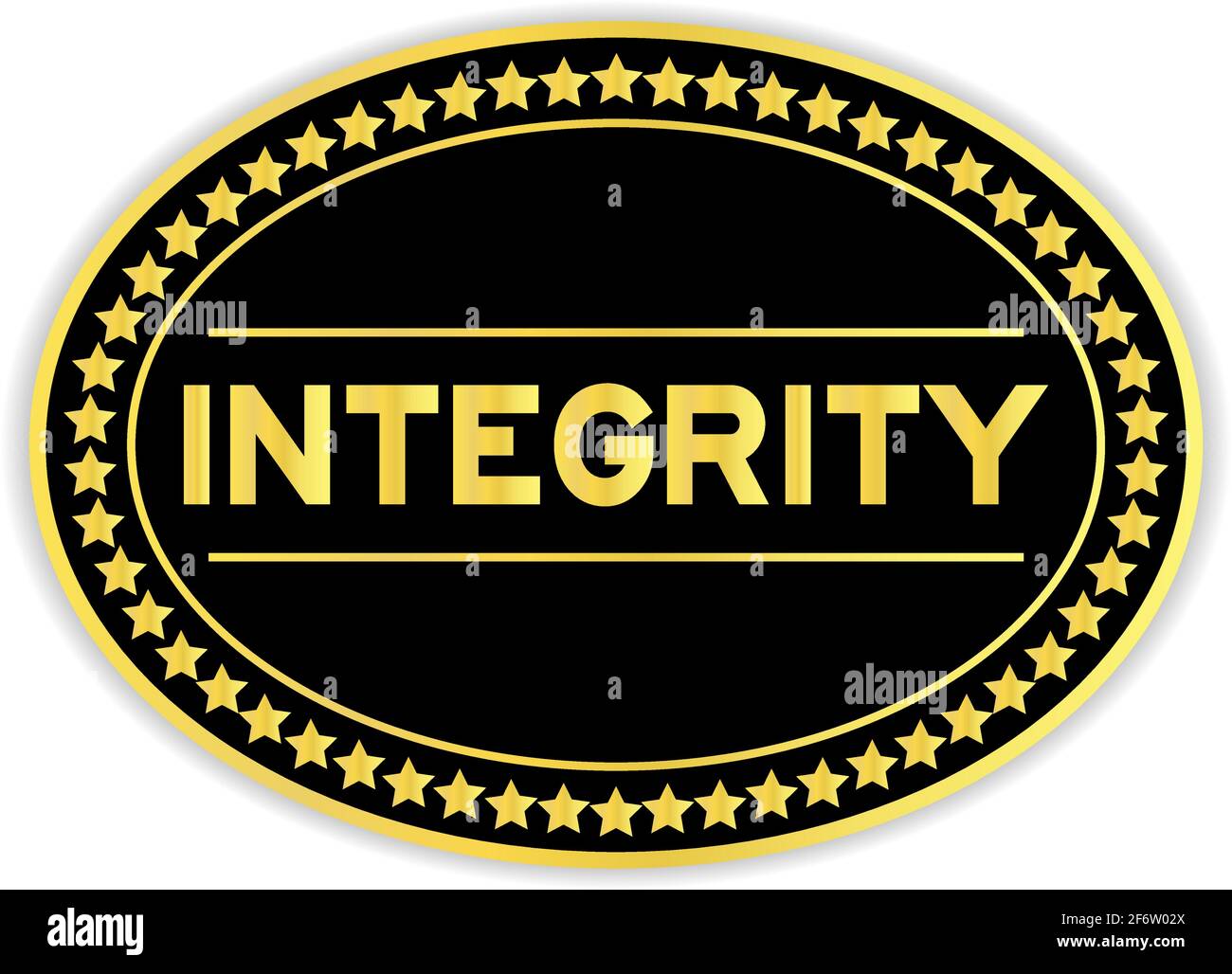 Black and gold color sticker in word integrity on white background ...