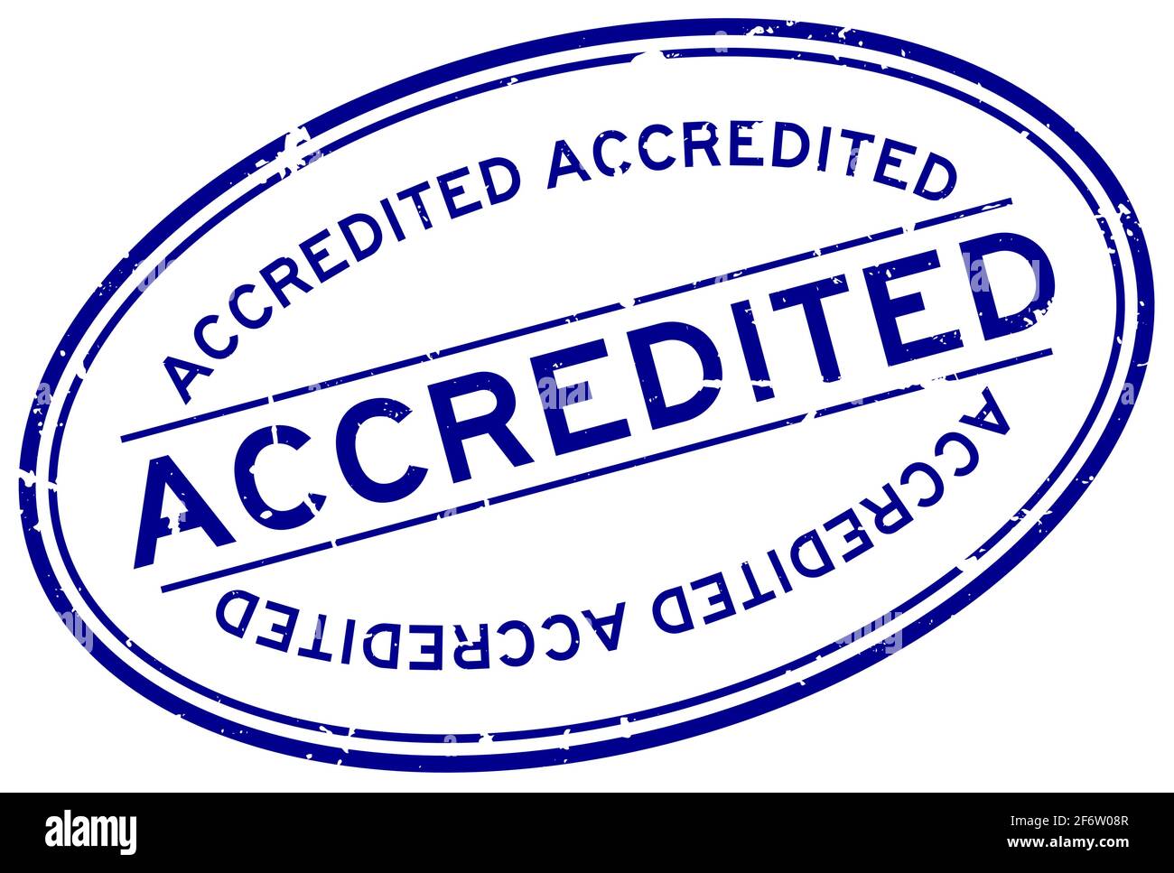 Grunge blue accredited word oval rubber seal stamp on white background Stock Vector Image & Art ...