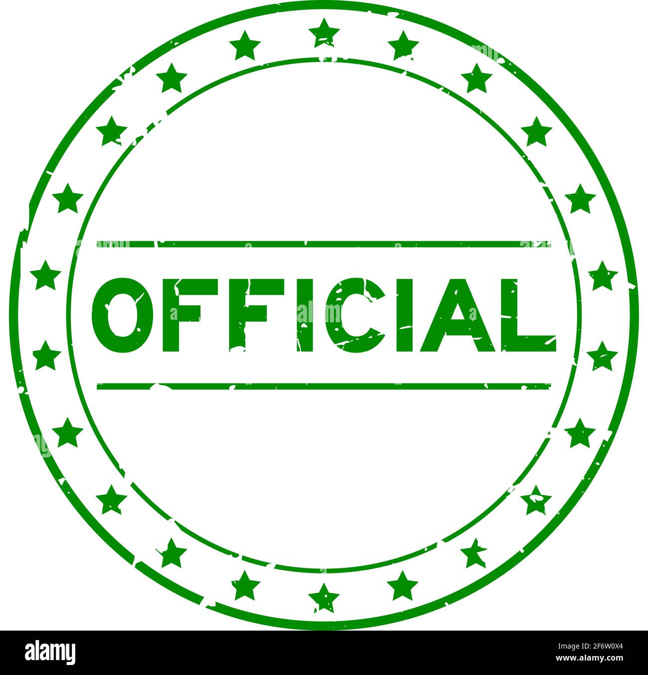 Grunge green official word round rubber seal stamp on white background ...