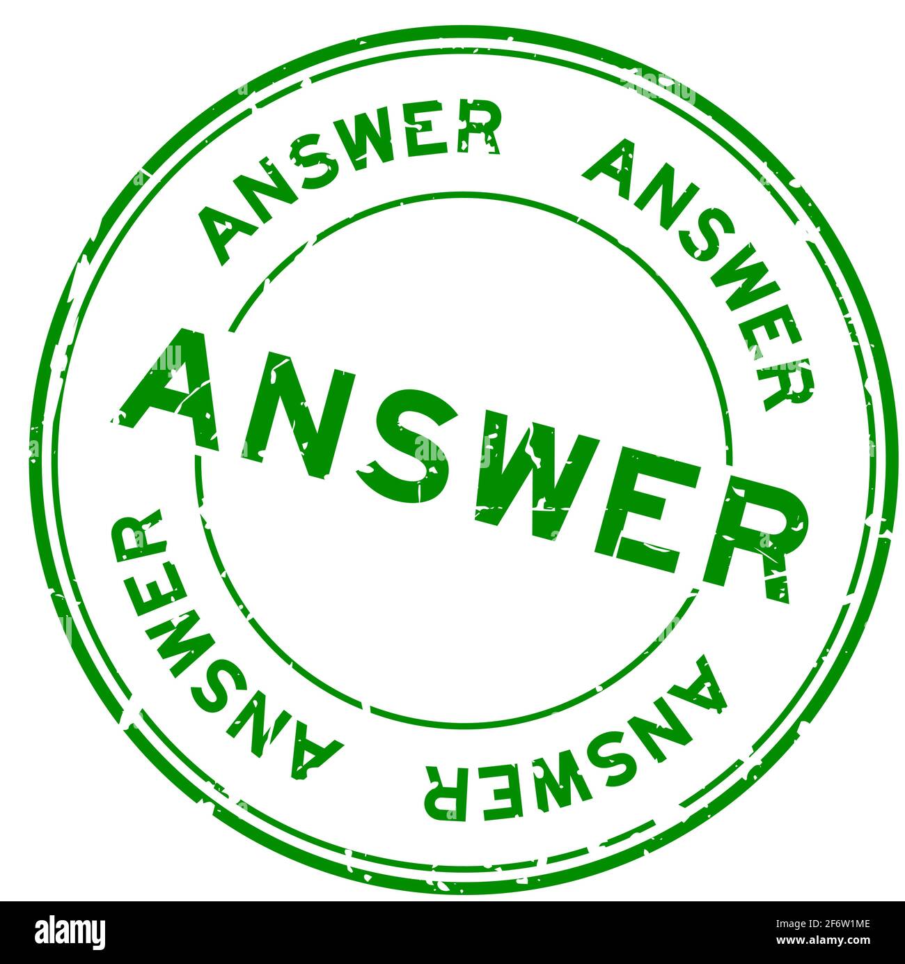 Grunge green answer word round rubber seal stamp on white background ...