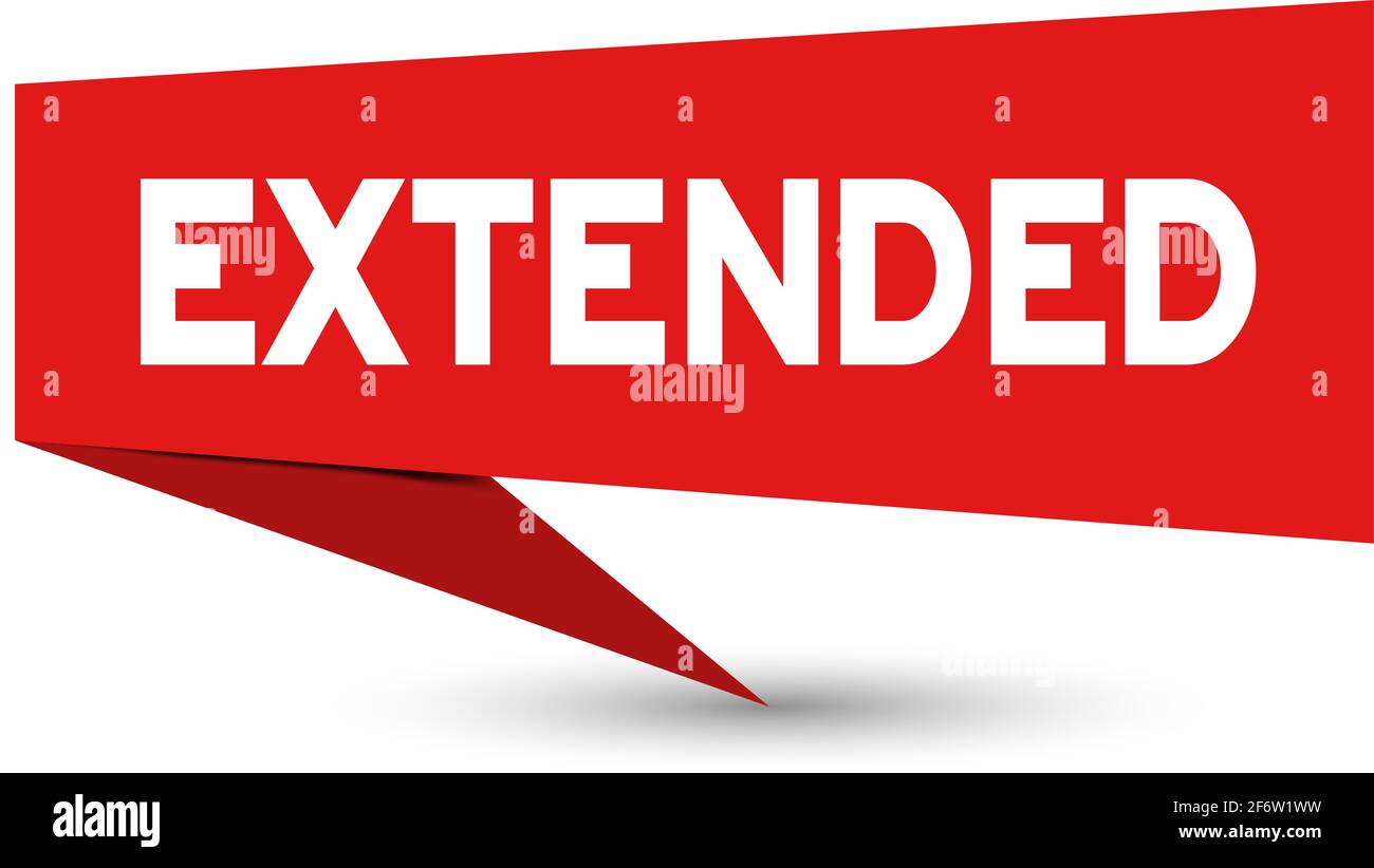 Red paper speech banner with word extended on white background (Vector ...