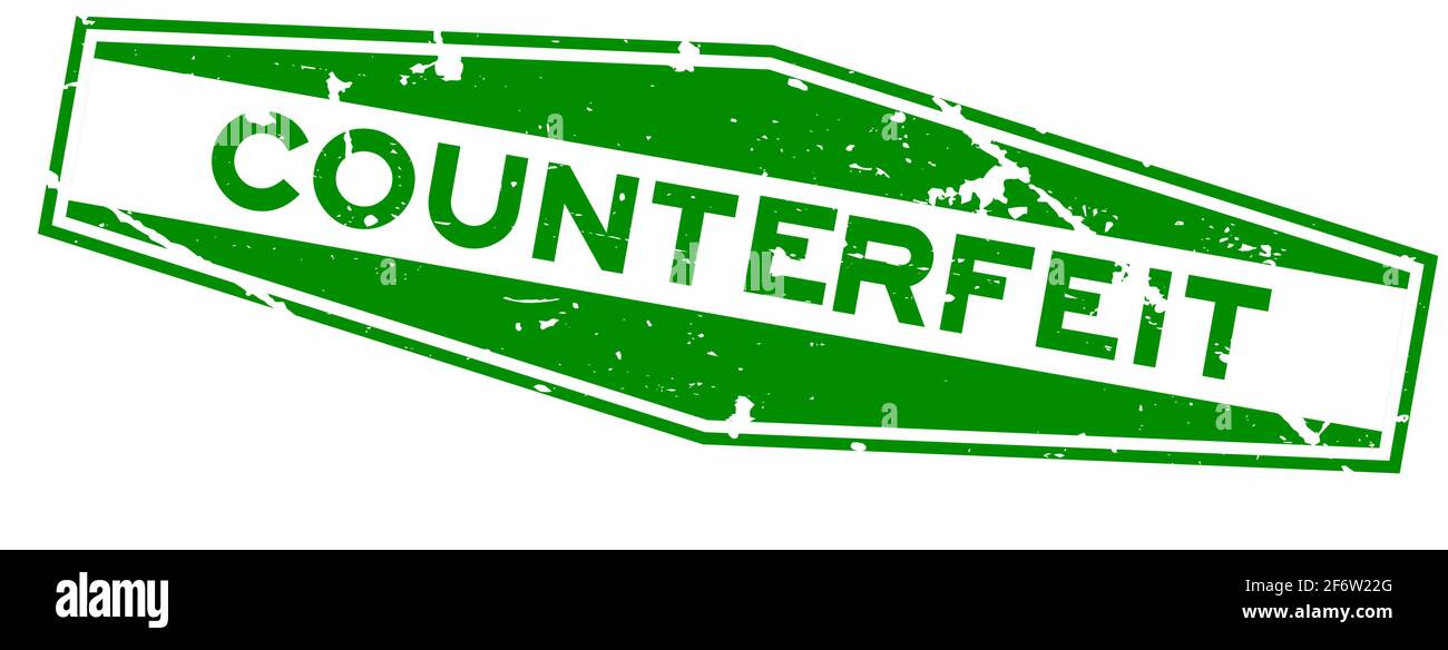 Grunge green counterfeit word hexagon rubber seal stamp on white background Stock Vector Image ...