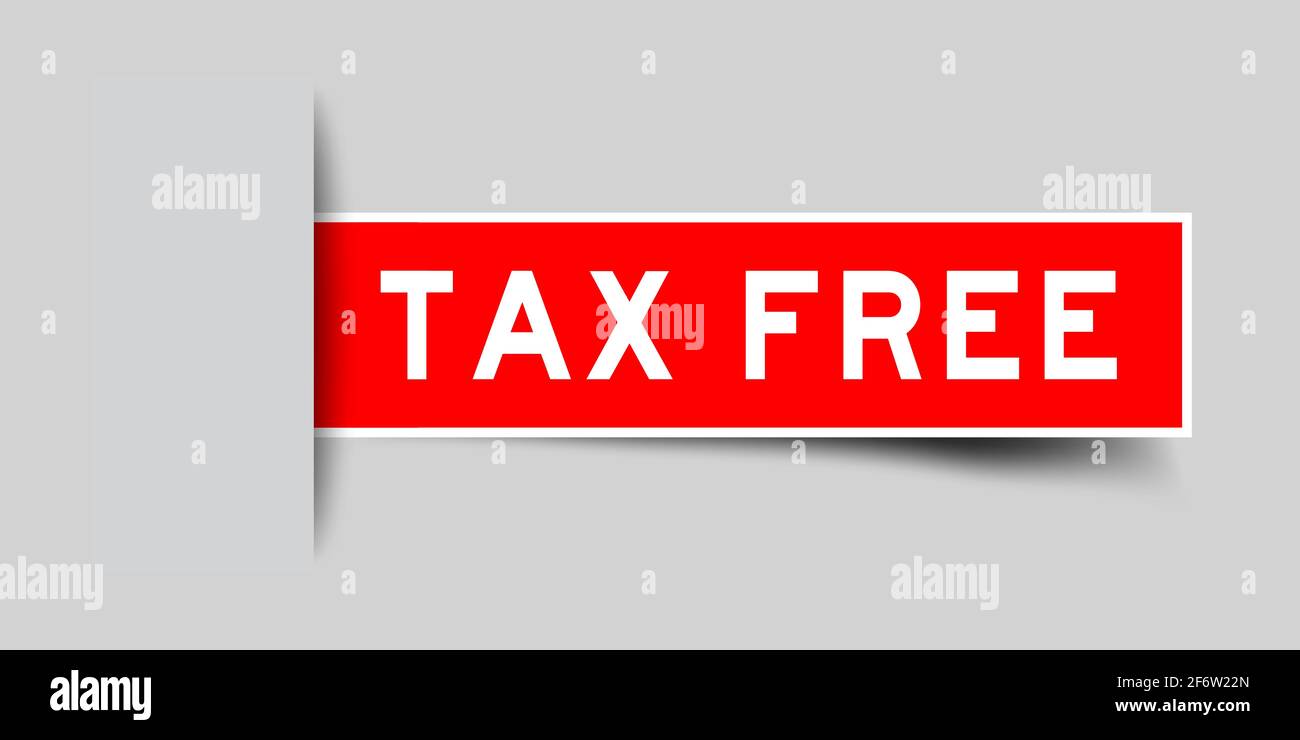 Square seal red color sticker in word tax free insert on gray ...