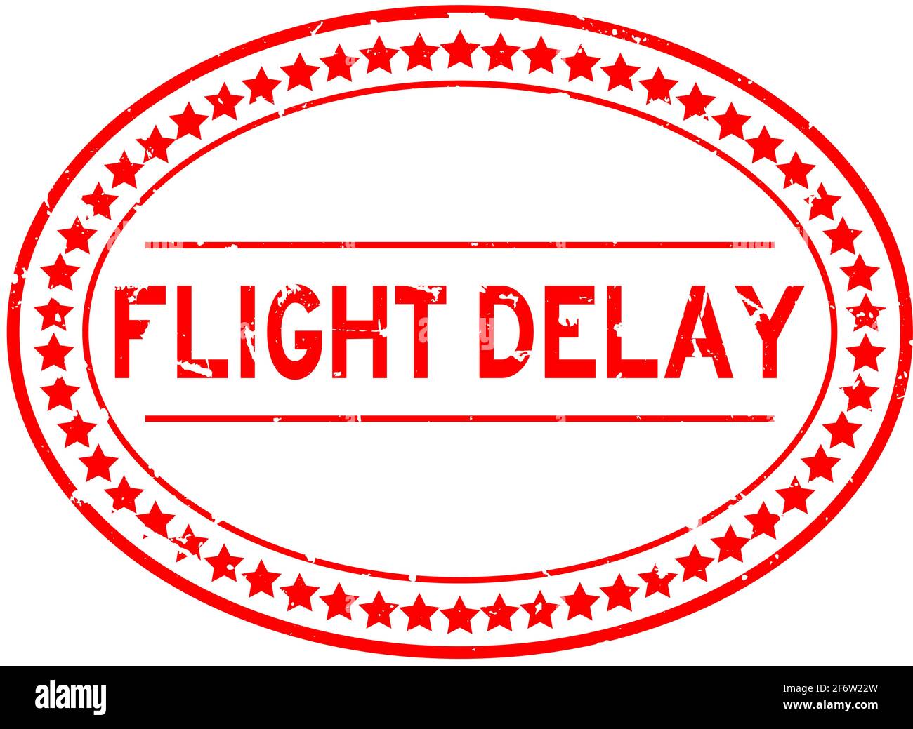 Grunge red flight delay word oval rubber seal stamp on white background ...