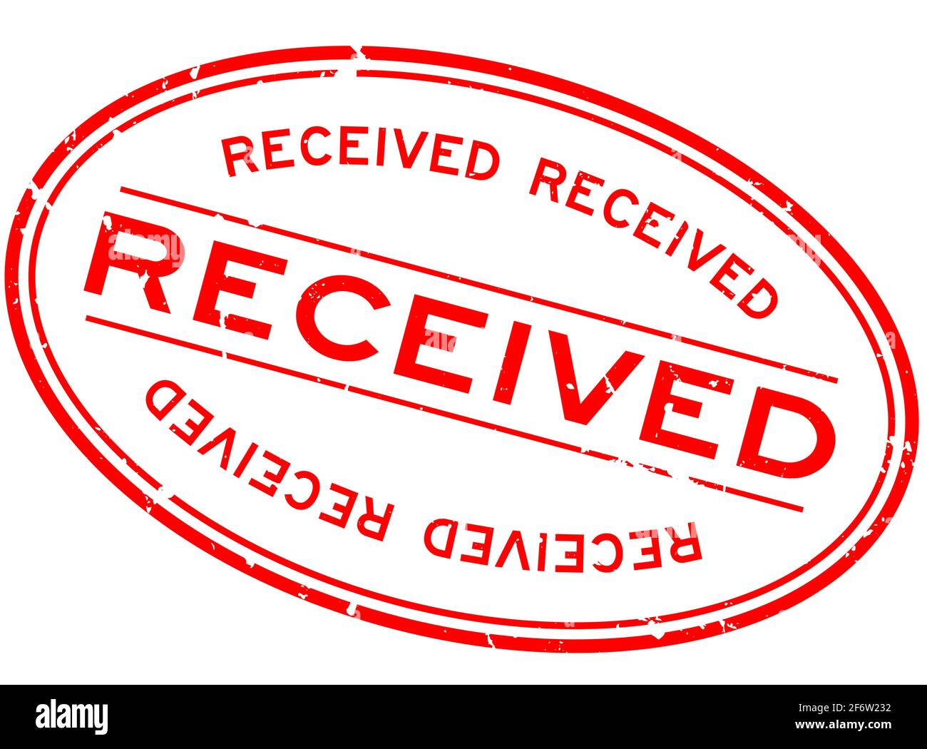 Grunge red received word oval rubber seal stamp on white background ...