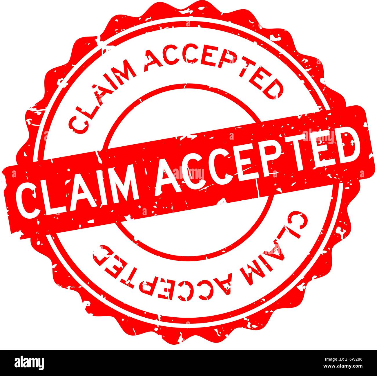 Grunge red claim accepted word round rubber seal stamp on white ...