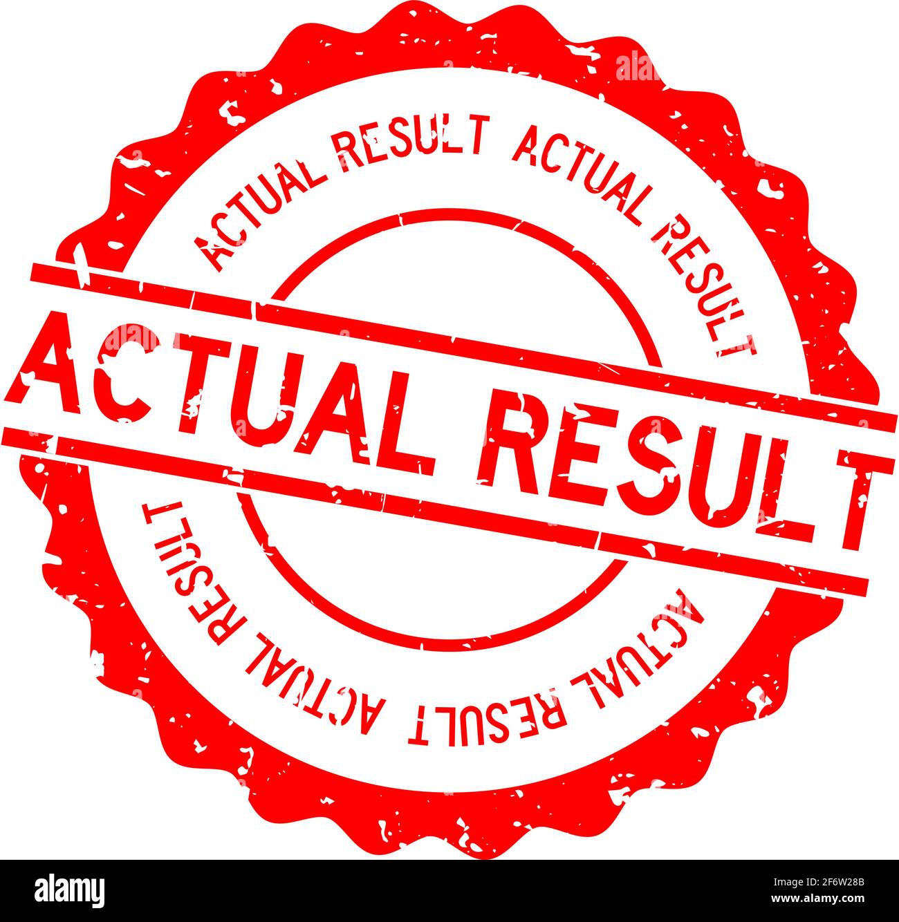 Grunge red actual result word round rubber seal stamp on white ...