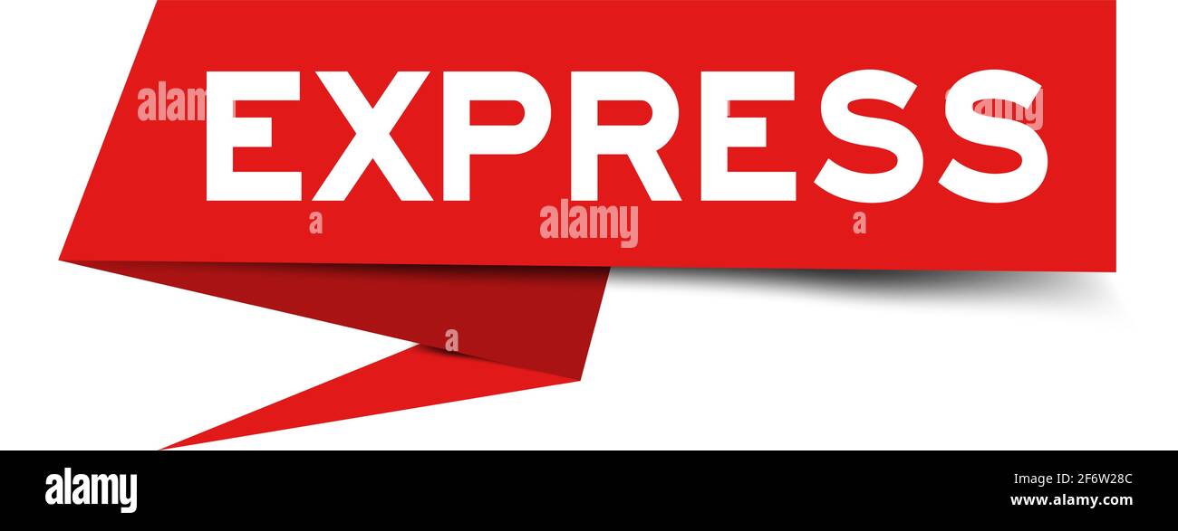 Red paper speech banner with word express on white background (Vector ...