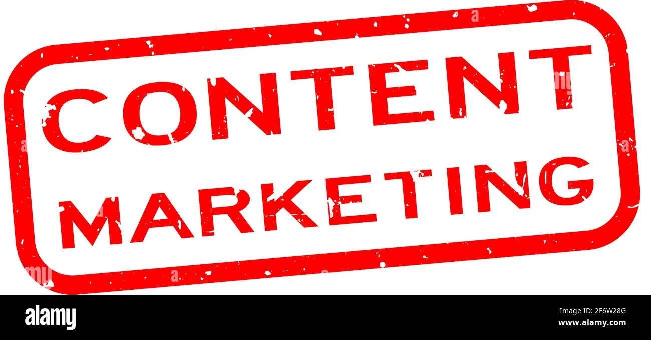 Grunge red content marketing word square rubber seal stamp on white ...