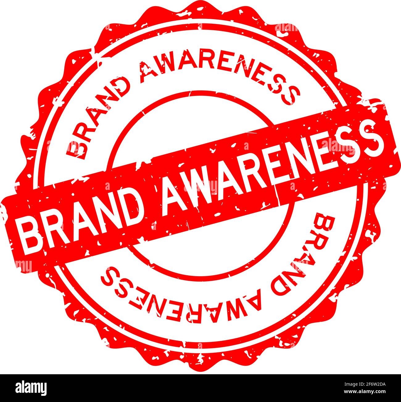 Grunge red brand awareness word round rubber seal stamp on white ...
