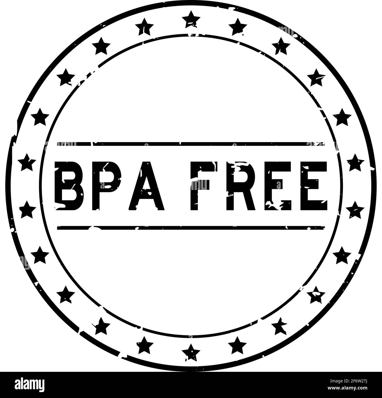 Grunge black BPA (abbreviation of Bisphenol A) free word round rubber ...