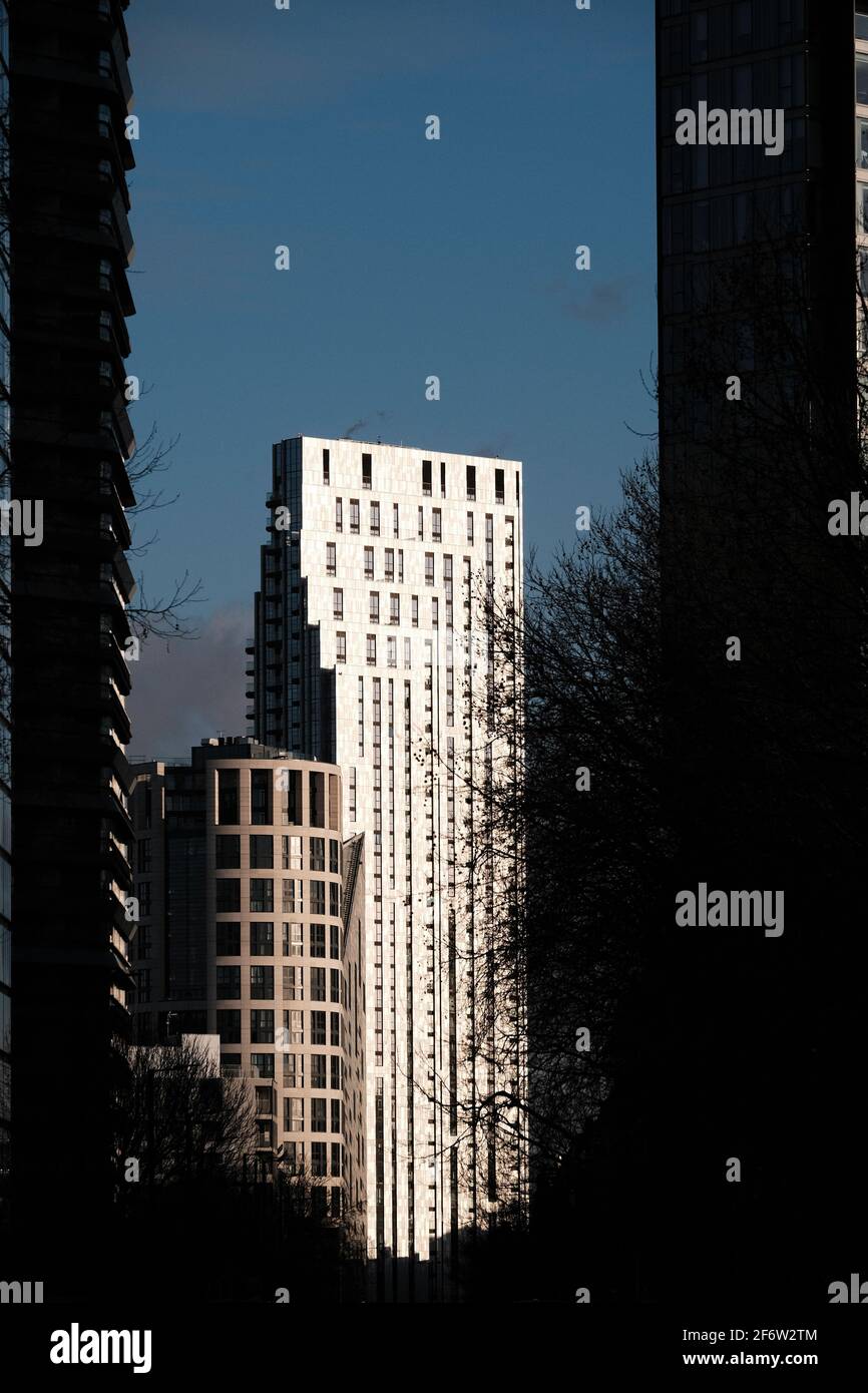 Modern high-rise buildings along City Road, London, United Kingdom ...