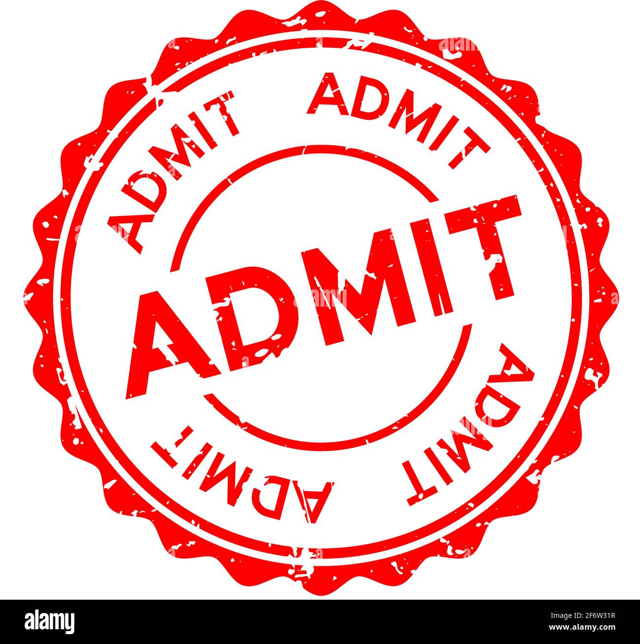 Grunge red admit word round rubber seal stamp on white background Stock ...