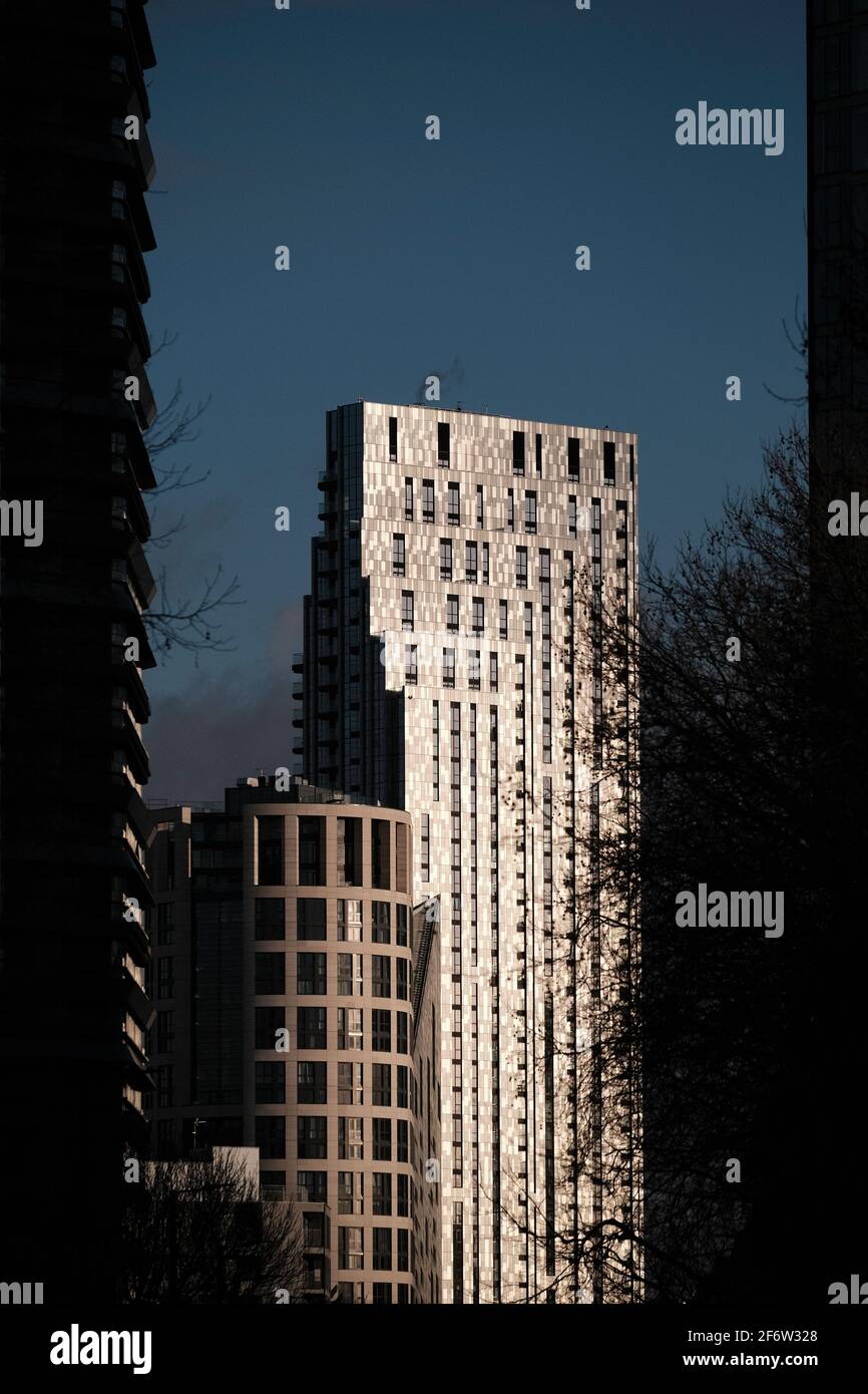 Modern high-rise buildings along City Road, London, United Kingdom ...