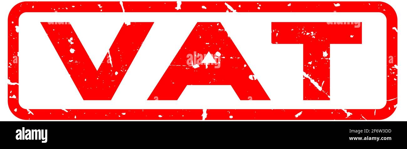 Grunge red vat (Abbreviation of Value added tax) square rubber seal ...